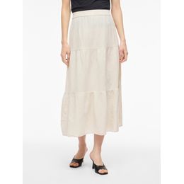 Maxirock Vila "VIPRISILLA HW ANKLE SKIRT - NOOS", Damen, Gr. 38, super light natural melan, Web, Obermaterial: 50% Viskose, 40% Baumwolle, 10% Leinen, meliert, unifarben, regular fit kn&ouml;chellang, R&ouml;cke Maxirock