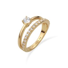 Silberring Elli "Ring mit Kristallen von Swarovski 925 Sterling Silber" Gr. 56, gold, Fingerringe, Damen, 56, Silber 925 (Sterlingsilber), Silberring