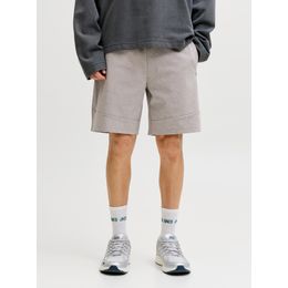 Jack & Jones Sweatshorts JACK & JONES "JPSTGORDON BASE SWEAT SHORTS SRT SN", Damen, Gr. XXL, N-Gr, light grau melange, angeraute Sweatware, Obermaterial: 75% Polyester, 21% Baumwolle, 4% Elasthan, meliert, kniefrei, Hosen Sweatshorts, Materialmix mit Stretch, regular fit