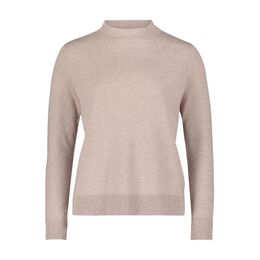 Rundhalspullover Betty Barclay "Basic-Strickpullover mit Stehkragen", Damen, Gr. 46, beige (funghi melange), Obermaterial: 55% Viskose CV. 30% Polyester PES. 15% Polyamid PA., Pullover Rundhalspullover