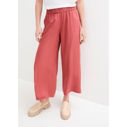 Culotte bonprix "Weite Culotte aus nachhaltiger Viskose", Damen, Gr. 44, N-Gr, marsalabraun, Web, Obermaterial: 100% Viskose, loose fit lang, Hosen Culotte, aus Viskose, mit elastischem Bund, Loose fit, weite Beinform