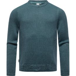 Sweater Ragwear "Strickpullover Larrs", Herren, Gr. XL, blau (navy25), Obermaterial: 60% Baumwolle CO. 40% Polyacryl PAN. Futter: 60% Baumwolle CO. 40% Polyacryl PAN., gerade, Rundhals, Rippb&uuml;ndchen, Sweatshirts Sweater, stylischer Herren Sweatpullover mit Rippb&uuml;ndchen