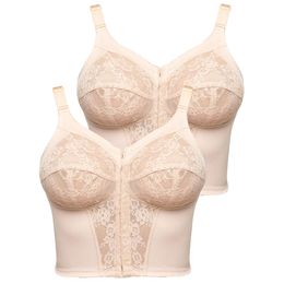 Entlastungs-BH SuSa "2er Pack Longline BH Classics", Damen, Gr. 100, Cup B, beige (beige beige), Obermaterial: 65% Polyamid PA. 25% Elasthan EL. 10% Baumwolle CO., BHs Entlastungs-BH