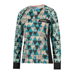 Radtrikot Shimano "Woman's SAIKO Long Sleeve Jersey, Black/Green", Damen, Gr. XXL, schwarz (schwarz, gr&uuml;n), Obermaterial: 100% Polyester PES., Trikots Radtrikot