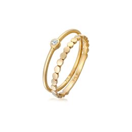 Ring-Set Elli DIAMONDS "Ring Eternity Solit&auml;r Diamant (0.03 ct) Set 375 Gelbgold" Gr. 52, gold, Fingerringe, Damen, 52, Gelbgold 375, Ring-Set