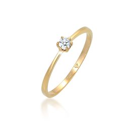Verlobungsring Elli DIAMONDS "Ring Diamant Wei&szlig; Brillantschliff (0.11 ct) 585 Gelbgold" Gr. 54, wei&szlig;, Fingerringe, Damen, 54, Gelbgold 585, Verlobungsring