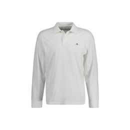 Poloshirt Gant "Poloshirt Regular Shield Longsleeve Pique Rugger 1er Pack", Herren, Gr. L, wei&szlig;, Obermaterial: 100% Baumwolle CO., Shirts Poloshirt