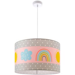 Paco Home Pendelleuchte "Cosmo 962", wei&szlig;, 1, &Oslash; 45,5cm H: 27cm, Leuchten, Lampe Kinderzimmer Deckenlampe Regenbogen Sonne Rosa Grau Wei&szlig; E27, Pendelleuchte