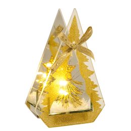 LED-Dekofigur I.GE.A. "Dekoobjekt aus Glas mit LED Licht", gold, B:13cm H:20cm, Glas, Dekofiguren, LED-Dekofigur, Mit Tannenbaum Kunstschnee Deko Weihnachten Weihnachtsdeko Dekoration