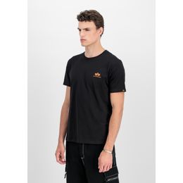 T-Shirt Alpha Industries "Basic T-Shirt SL", Herren, Gr. M, orange (schwarz, neon orange), Obermaterial: 100% Baumwolle, Shirts T-Shirt
