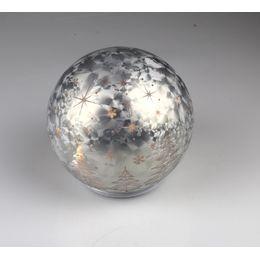 LED Dekoobjekt AM Design "Glaskugel mit bewegtem Baummotiv", silber, &Oslash;:15cm, Leuchten, LED Dekoobjekt, &Oslash;: 15 cm