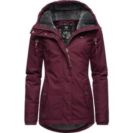Winterjacke Ragwear "Winterjacke Monade", Damen, Gr. S, rot (wine rot22), Obermaterial: 65% Polyester PES. 35% Baumwolle CO. Obermaterial: Futter: 100% Polyester PES. 100% Polyester PES., Jacken Winterjacke