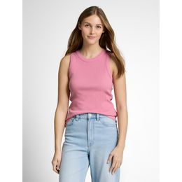 Rundhalsshirt Tom Tailor Denim, Damen, Gr. M, soft blush rose, Single Jersey, Obermaterial: 93% Baumwolle, 7% Elasthan, unifarben, regular fit normal, Rundhals, Rippb&uuml;ndchen, Shirts Rundhalsshirt, ohne &Auml;rmel