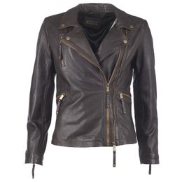 Bikerjacke JCC "Lederjacke 7080", Damen, Gr. 50, braun, Obermaterial: 100% Schafsleder sheepskin. Futter: 100% Baumwolle CO., Jacken Bikerjacke