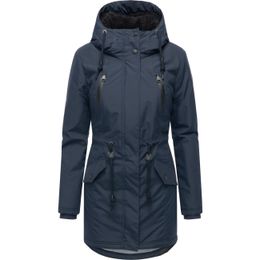 Wintermantel Ragwear "Wintermantel Elsien", Damen, Gr. XS, blau (navy25), Obermaterial: 100% Polyester PES. Obermaterial: Futter: 100% Polyester PES. 100% Polyester PES., M&auml;ntel Wintermantel