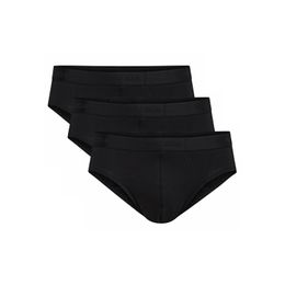 Slip Calida "Slip MEN BRIEF NATURAL BENEFIT 3er Pack", Herren, Gr. XL, schwarz, Obermaterial: 94% Baumwolle CO. 6% Elasthan EL., Unterhosen Slip