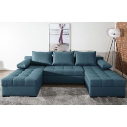 Wohnlandschaft Collection AB "Josy U-Form, B: 269 cm", blau (petrol), B:269cm H:41cm T:161cm, 100%Polyester, Sofas, Wohnlandschaft, mit Bettfunktion & Bettkasten, Federkern