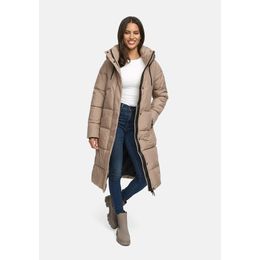 Winterjacke Marikoo "Marikoo Chumanii Damen Herbst Winter Steppmantel Parka lang N057", Damen, Gr. XXL, grau (taupegrau), Obermaterial: 100% Polyester PES., Jacken Winterjacke