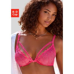 B&uuml;gel-BH Lascana "Fabia", Damen, Gr. 75, Cup C, pink, Spitze, Obermaterial: 95% Polyamid, 5% Elasthan, BHs B&uuml;gel-BH, aus Stickereispitze in dezent transparenter Optik, sexy Dessous
