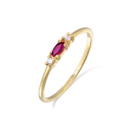 Silberring Elli Premium "Ring Vintage Zirkonia Marquise synth. Saphir 375 Gelbgold" Gr. 58, pink, Fingerringe, Damen, 58, Gelbgold 375, Silberring