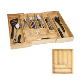 Besteckkasten MCW-B20, Schubladeneinsatz Geschirrkasten, Bambus variabel 35-58x45cm