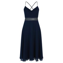 Cocktailkleid Vera Mont "Cocktailkleid mit Wasserfallausschnitt", Damen, Gr. 38, EURO, blau (night sky), Obermaterial: 100% Polyester Pol. recyc.., Kleider Cocktailkleid