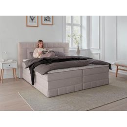 Boxbett OTTO HOME "PHILLIPA inkl. Bettkasten, wahlweise mit LED-Leuchten, Breite: 180cm", hellgrau, B:195cm L:210cm, Holz teilmassiv, Holzwerkstoff, Spanplatte, Komplettbetten, Boxbett, inkl. Kaltschaum-Topper, in verschiedenen Farben erh&auml;ltlich