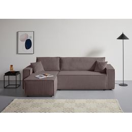 Ecksofa OTTO HOME "CASSI L-Form, 241cm - OTTO. Verl&auml;ssliche Qualit&auml;t.", taupe, B:241cm H:80cm T:48cm, Sofas, Ecksofa, Schlaffunktion (133/200), Bettkasten, Cord, Unser Tiefpreis