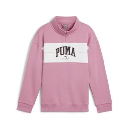 Sweatshirt Puma "SQUAD HALF-ZIP FL G", M&auml;dchen, Gr. 176, rosa (mauved out), Fleece, Obermaterial: 66% Baumwolle, 34% Polyester, bedruckt, relaxed fit normal, angesetztes B&uuml;ndchen, Sweatshirts Sweatshirt, f&uuml;r Jugendliche, mit Print-Applikation, mit Stehkragen, Relaxed Fit