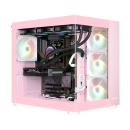 Cougar Gaming-PC "FV150 PK 8057 Intel Core Ultra 7 265KF 32GB DDR5 1TB SSD RTX 5070", pink, Microsoft Windows 11 Home (64 Bit), 32 GB RAM 1.000 GB SSD, Desktop-PCs, Windows 11, DDR5 RAM, Wasserk&uuml;hlung, Gaming-PC