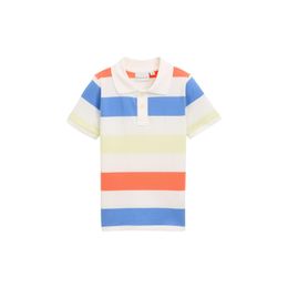Poloshirt Tom Tailor, Jungen, Gr. 92/98, bunt (wei&szlig; multicolor), Piqu&eacute;, Obermaterial: 92% Baumwolle, 8% Polyester, gestreift, gerade h&uuml;ftlang, Rundhals, Shirts Poloshirt, f&uuml;r Jungs, mit Colorblocking