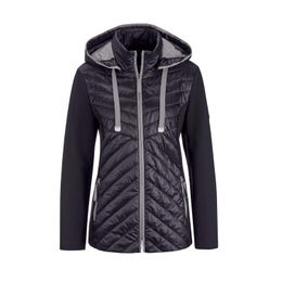 Kurzjacke GOLDNER "Kurzgr&ouml;&szlig;e Steppjacke mit abnehmbarer Kapuze", Damen, Gr. 24, schwarz, Obermaterial: 60% Polyester PES. 40% Polyamid PA., Sonstiges, Jacken Kurzjacke, Kontrastfarbige Blenden und Details