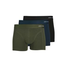 Jack & Jones Boxershorts JACK & JONES "Boxershort JACBASIC TRUNKS 3 PACK 3er Pack", Herren, Gr. L, gr&uuml;n (schwarz, blau, gr&uuml;n), Obermaterial: 65% Viskose CV. 30% Baumwolle CO. 5% Elasthan EL., Unterhosen Boxershorts