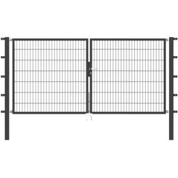 Zaundoppelt&uuml;r Alberts "Flexo", grau (anthrazit), B:300cm H:140cm, Stahl, Tore, Zaundoppelt&uuml;r, 300 cm Breite (150cm + 150cm), in versch. H&ouml;hen