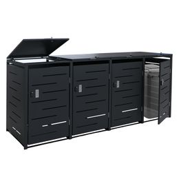 4er-M&uuml;lltonnenverkleidung MCW-E83b, M&uuml;lltonnenbox M&uuml;lltonnenabdeckung, 117x265x80cm, anthrazit, Stahl 90kg
