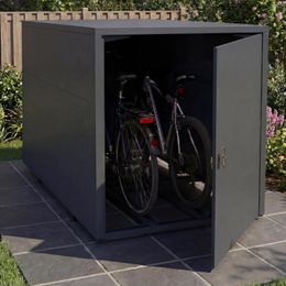 2er-Fahrradgarage MCW-P93, Fahrradunterstand Fahrradbox Bikebox, abschlie&szlig;bar verzinkter Stahl 123x113x208cm ~ anthrazit