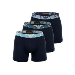 Boxershorts Emporio Armani "Boxershort BOLD MONOGRAM 3er Pack", Herren, Gr. XXL, blau, Obermaterial: 95% Baumwolle CO. 5% Elasthan EL., Unterhosen Boxershorts