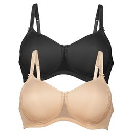 Schalen-BH Anita "2er Pack Schalen BH Lace Rose", Damen, Gr. 85, Cup F, bunt (desert schwarz), Obermaterial: 50% Polyamid PA. 30% Polyester PES. 20% Elasthan EL., BHs Schalen-BH