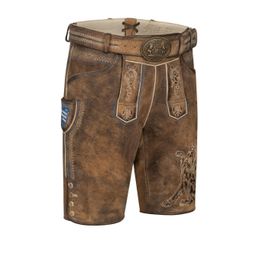 N&uuml;bler Trachtenlederhose N&Uuml;BLER "Lederhosen kurz Latz Bavarian", Herren, Gr. 52, EURO, braun, Obermaterial: 100% Lammleder LEL., Hosen Trachtenlederhose