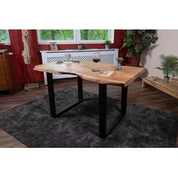 Baumkantentisch CALI B-Ware 160 / Akazie naturfarben / 160x85 / U-Gestell Schwarz