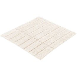 Badematte Kleine Wolke "Tiles", beige (natur), H:13mm, Baumwolle, Badematten, Badematte, Badteppich, Uni Farben, Hoch-Tief Effekt