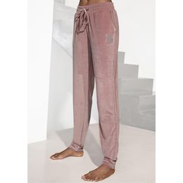 Nickihose Vivance, Damen, Gr. 32/34, N-Gr, rosa (altrosa), Nicki, Obermaterial: 100% Polyester, Basic schmal lang, Hosen Nickihose, mit Glitzerdruck