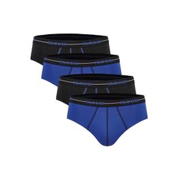 Slip Sloggi "Slip Start midi C4P box 4er Pack", Herren, Gr. L, schwarz (schwarz, blau), Obermaterial: 96% Baumwolle CO. 4% Elasthan EL., Unterhosen Slip