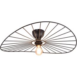 REALITY LEUCHTEN Deckenleuchte "CHAPEAU, Deckenlampe exkl 1xE27 max 40W &Oslash;60cm Schlafzimmer Deckenlampe", schwarz (schwarz matt), 1, &Oslash; 60cm H: 15,4cm, 1 Stk., Leuchten, Lampenschirm aus filigranen Metallstreben sorgt f&uuml;r Schatten Effekte, Deckenleuchte