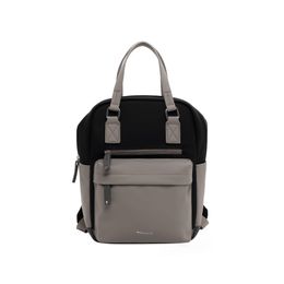 Rucksack Tamaris "Rucksack TAS Gianna", Damen, Gr. B/H/T: 31cm x 34cm x 17cm, schwarz (schwarz, grau 108), Obermaterial: 60% Polyurethan PU. 40% Polyester PES., Rucks&auml;cke Rucksack