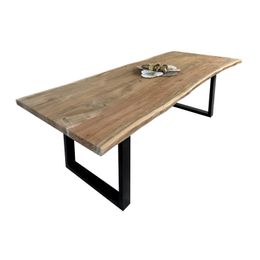 Baumkantentisch CALI B-Ware 300 / Akazie naturfarben / 300x100 / U-Gestell Schwarz