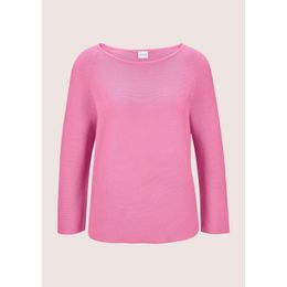 Madeleine Mode Longpullover MADELEINE "Pullover Pullover in modischer Kurzform", Damen, Gr. 48, pink (himbeersorbet), Obermaterial: 100% Baumwolle CO., Modern, normal, Pullover Longpullover