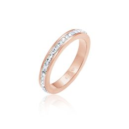 Silberring Elli Premium "Ring Bandring Geo Shape Kristalle 925 Silber" Gr. 52, rosa (rosegold), Fingerringe, Damen, 52, Silber 925 (Sterlingsilber), Silberring