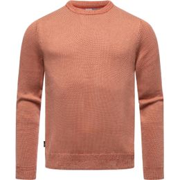 Sweater Ragwear "Strickpullover Larrs", Herren, Gr. L, braun (terracotta25), Obermaterial: 60% Baumwolle CO. 40% Polyacryl PAN. Futter: 60% Baumwolle CO. 40% Polyacryl PAN., gerade, Rundhals, Rippb&uuml;ndchen, Sweatshirts Sweater, stylischer Herren Sweatpullover mit Rippb&uuml;ndchen