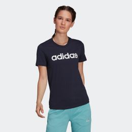 T-Shirt adidas Sportswear "LOUNGEWEAR ESSENTIALS SLIM LOGO", Damen, Gr. XS, blau (legend ink, wei&szlig;), Obermaterial: 100% Baumwolle, Rundhals, Shirts T-Shirt